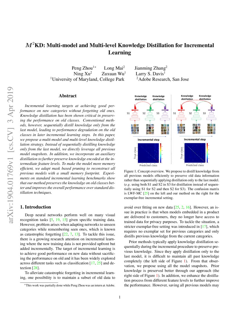 M2KD: Multi-model and Multi-level Knowledge Distillation for Incremental Learning | DeepAI