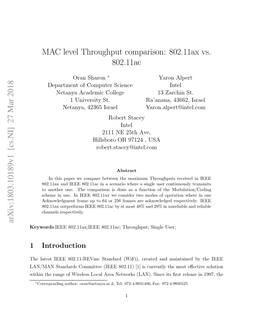Mac Level Throughput Comparison 802 11ax Vs 802 11ac Deepai