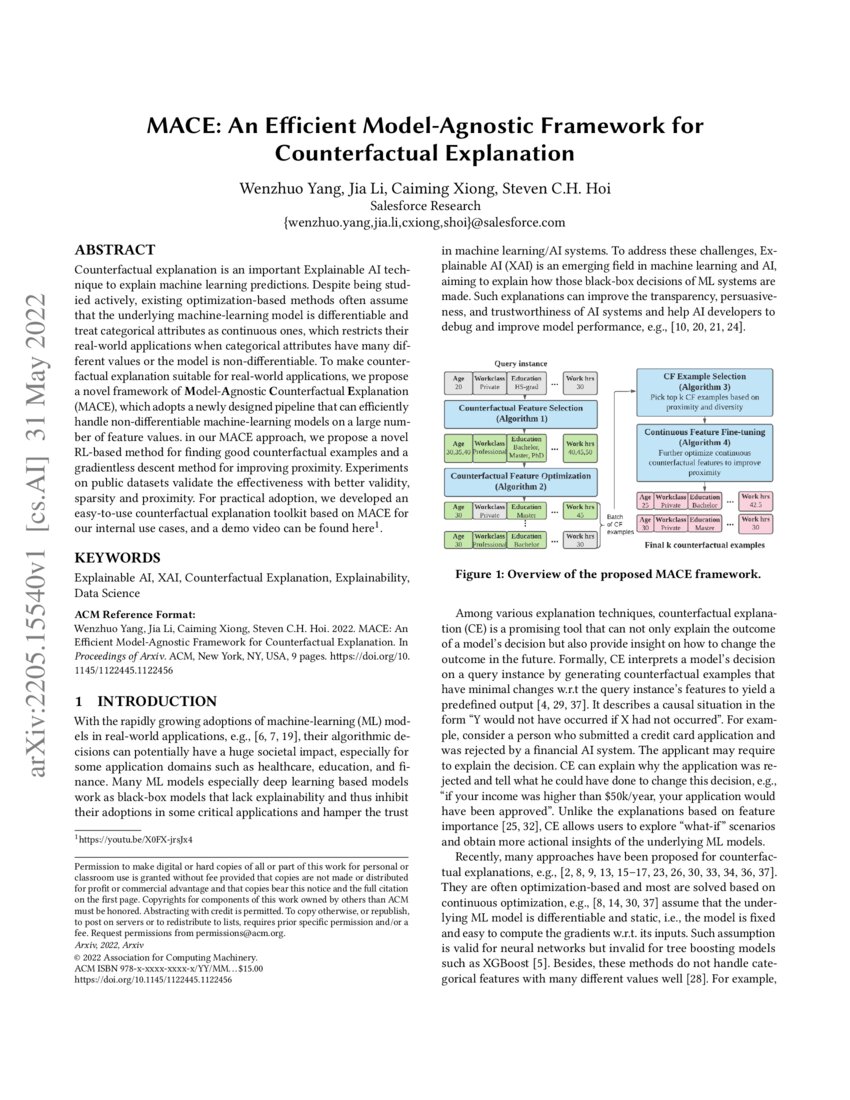 Mace An Efficient Model Agnostic Framework For Counterfactual