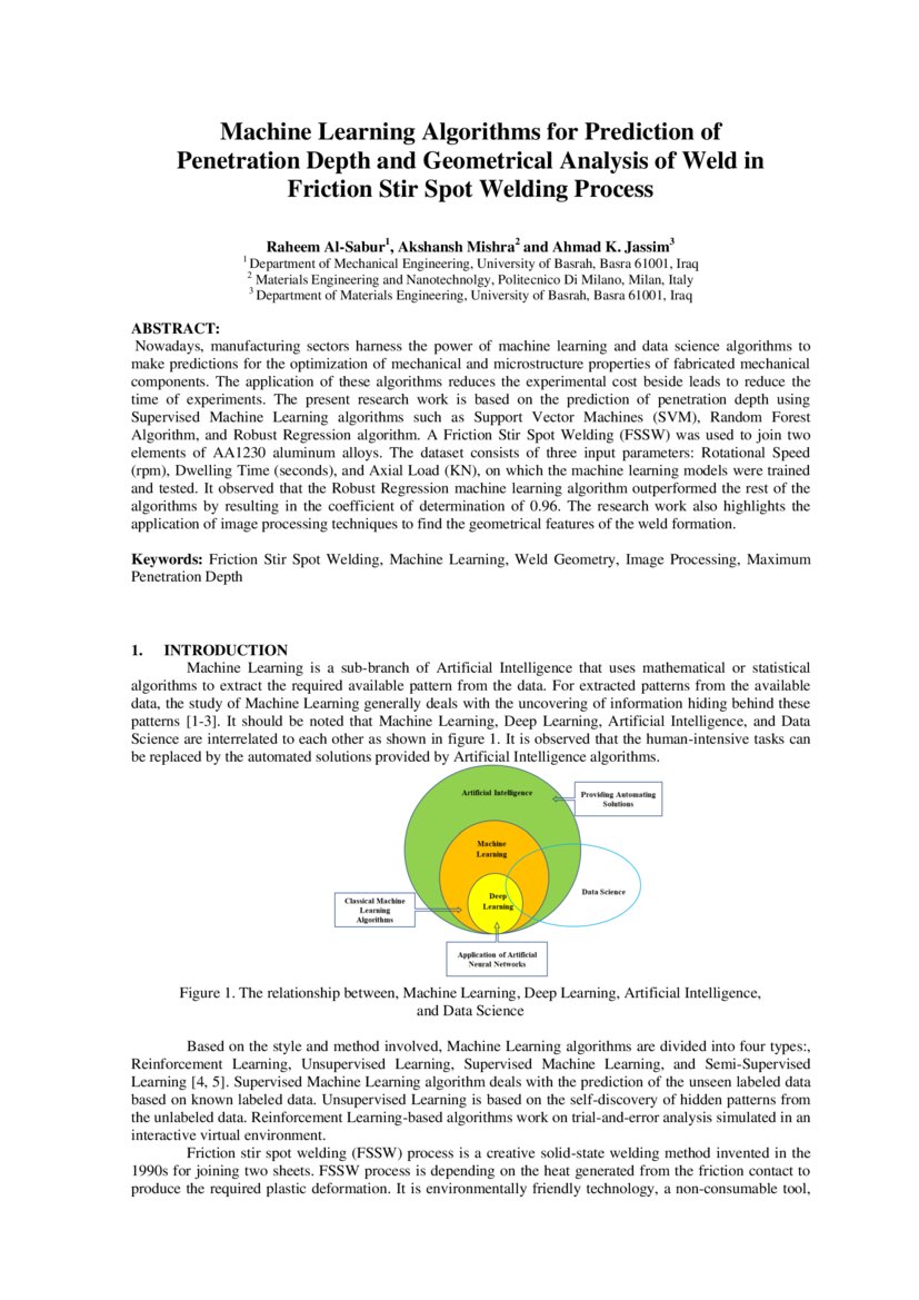 Machine Learning Algorithms for Prediction of Penetration Depth and ...