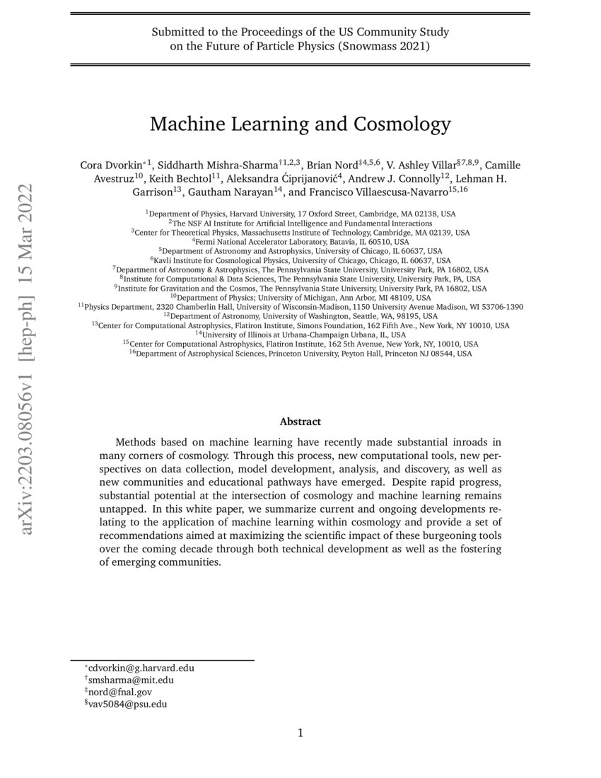 Machine Learning and Cosmology | DeepAI