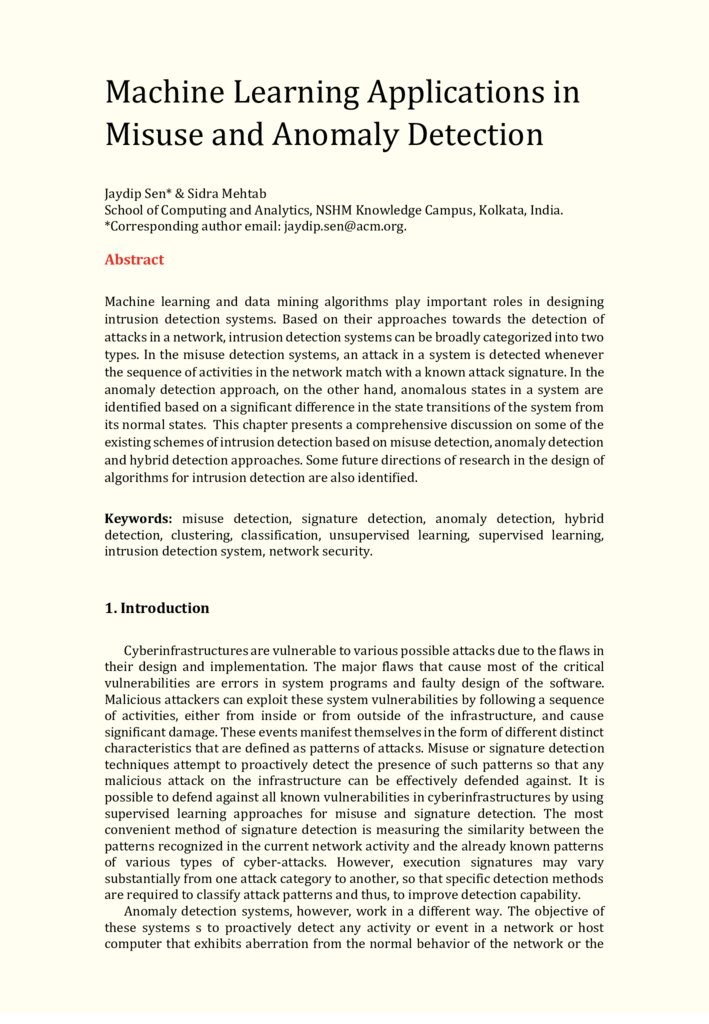 Machine Learning Applications in Misuse and Anomaly Detection | DeepAI