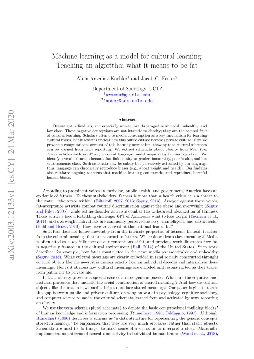 Machine learning as a model for cultural learning: Teaching an ...