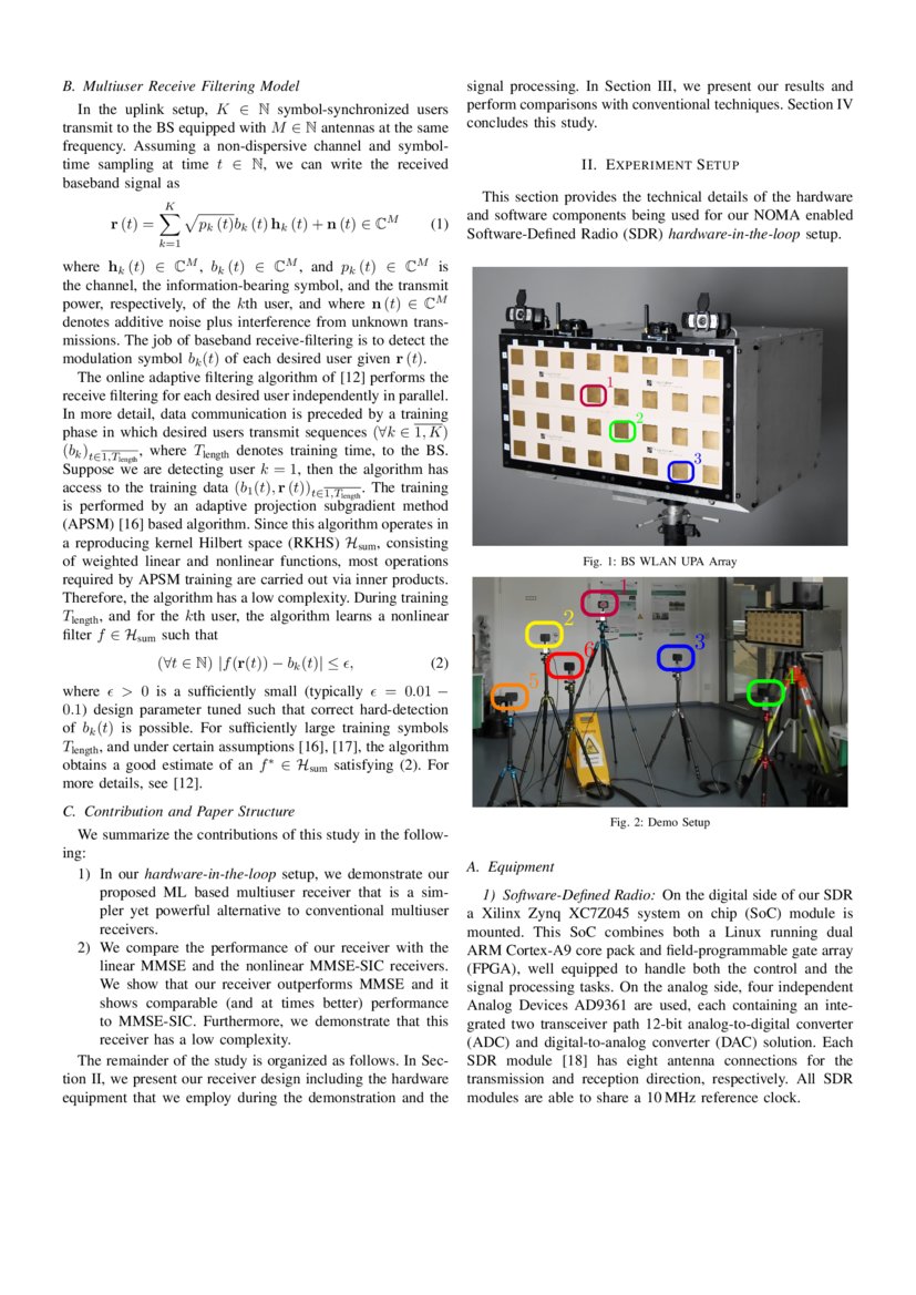 Machine Learning-Based Adaptive Receive Filtering: Proof-of-Concept on ...