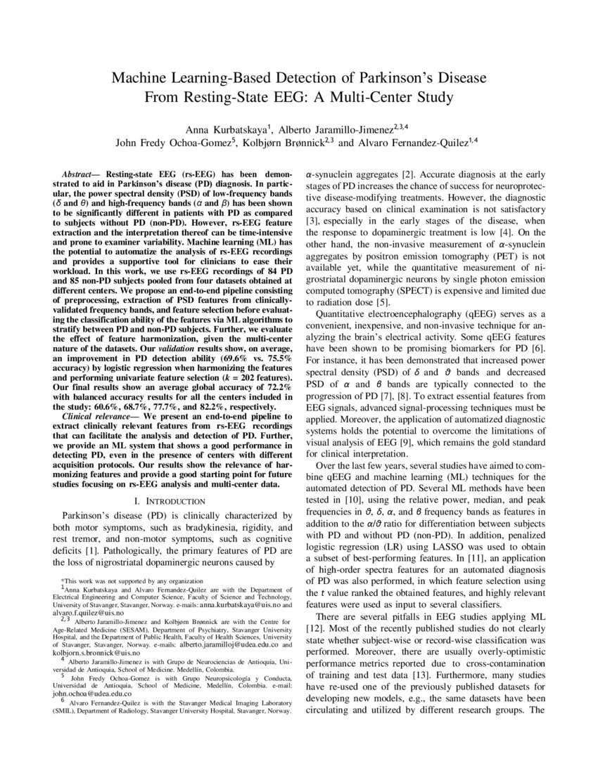Machine Learning Based Detection Of Parkinsons Disease From Resting