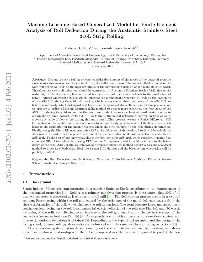 Machine Learning Based Generalized Model For Finite Element Analysis Of