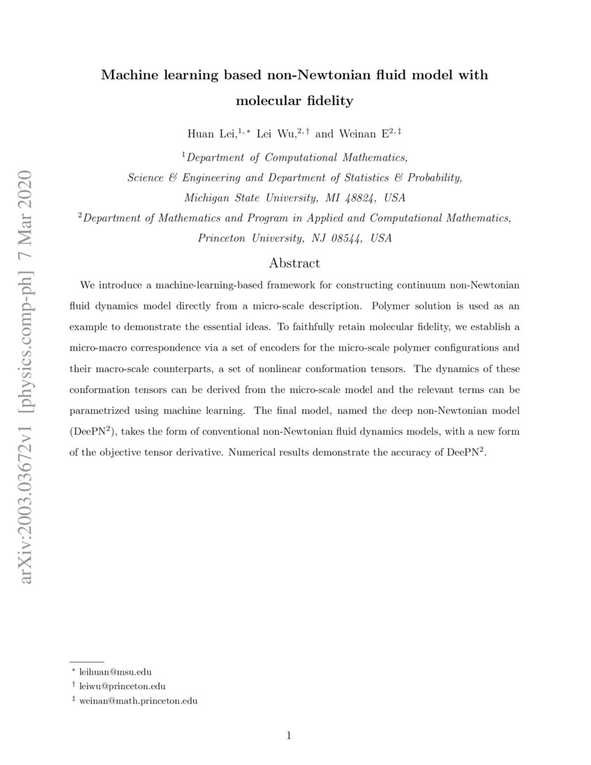 Machine Learning Based Non Newtonian Fluid Model With Molecular