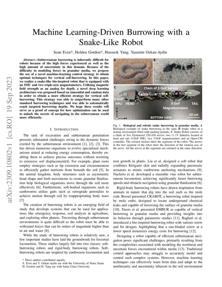 Machine Learning-Driven Burrowing with a Snake-Like Robot | DeepAI
