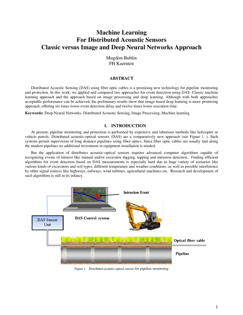 Machine Learning For Distributed Acoustic Sensors, Classic versus Image ...