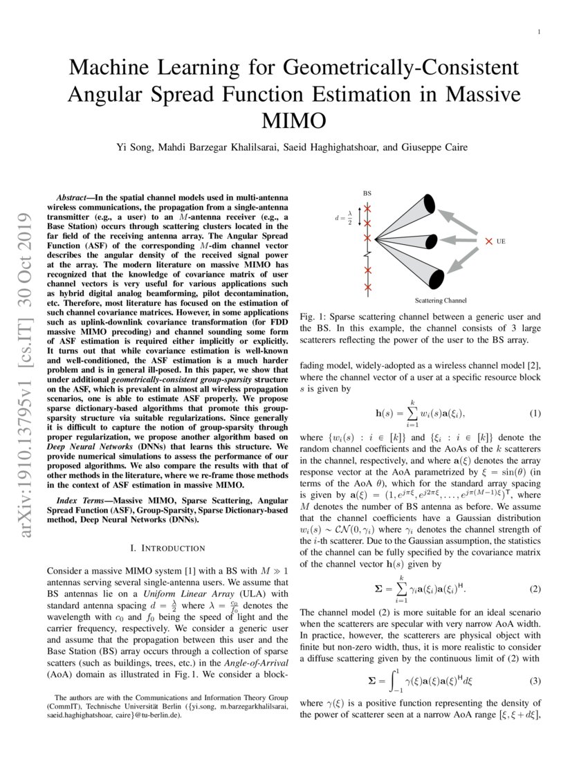 Machine Learning For Geometrically Consistent Angular Spread Function Estimation In Massive Mimo