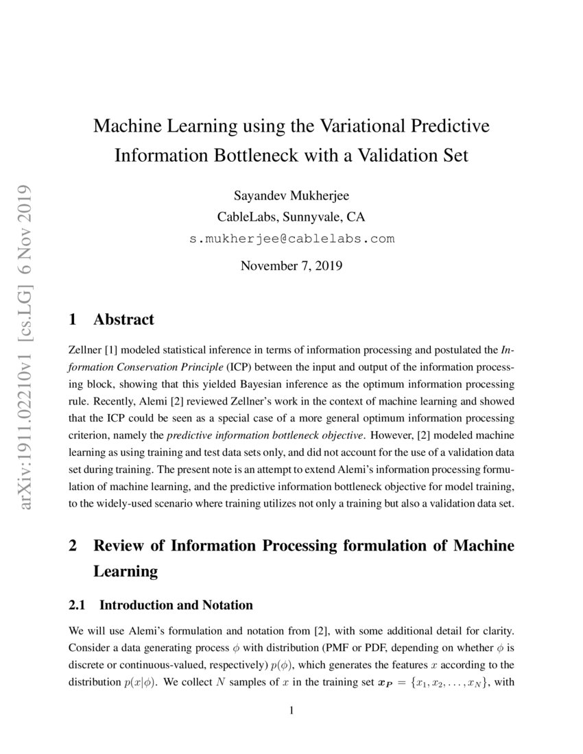 Machine Learning using the Variational Predictive Information ...