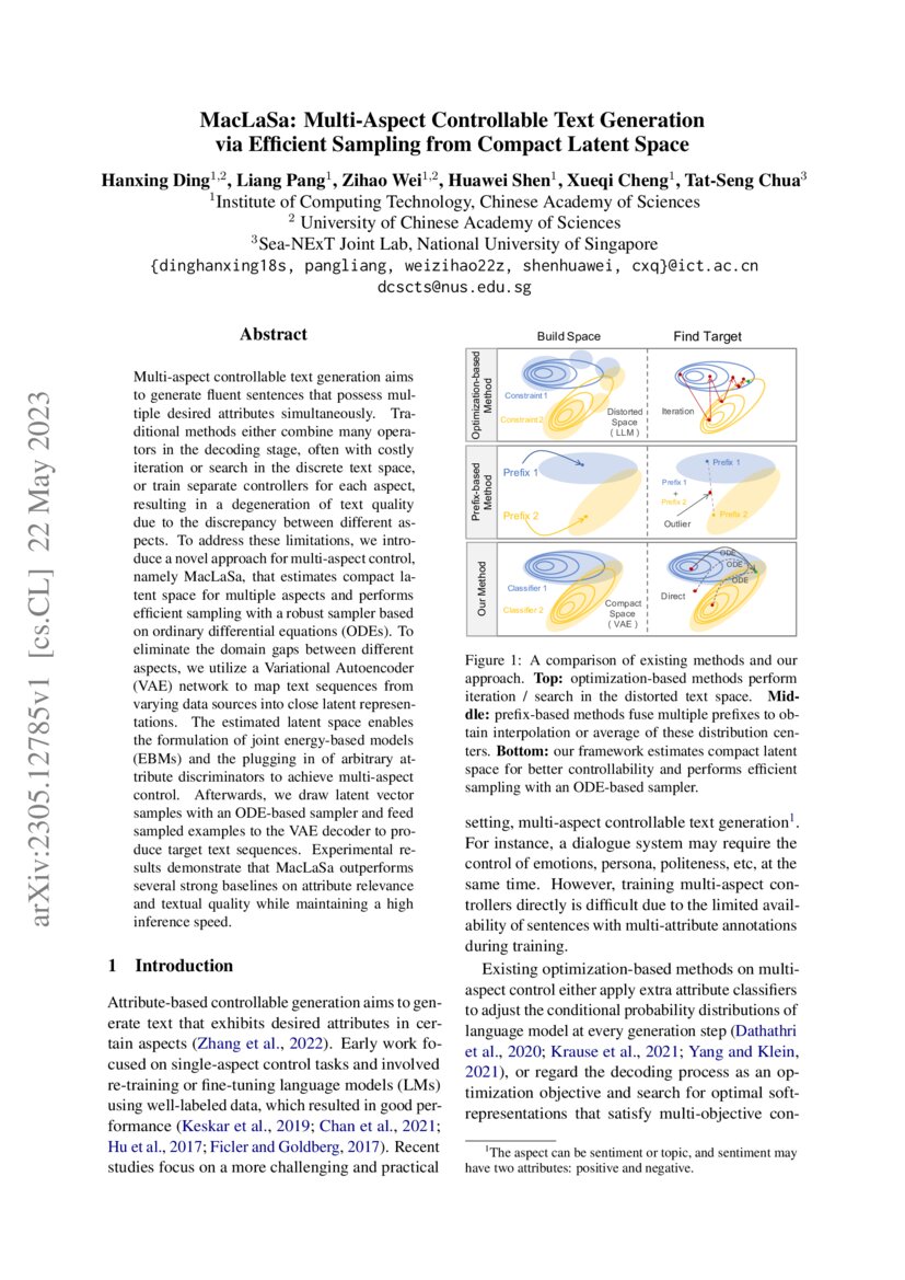 Maclasa Multi Aspect Controllable Text Generation Via Efficient Sampling From Compact Latent