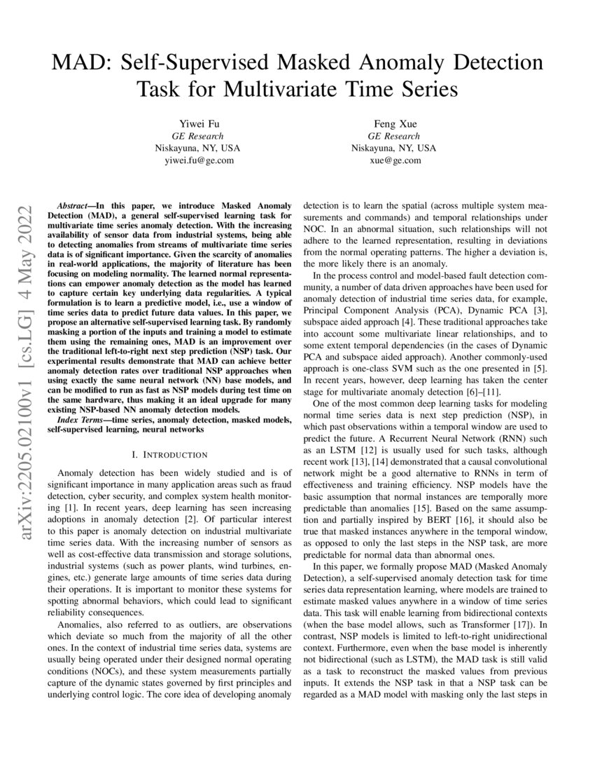 Mad Self Supervised Masked Anomaly Detection Task For Multivariate Time Series Deepai