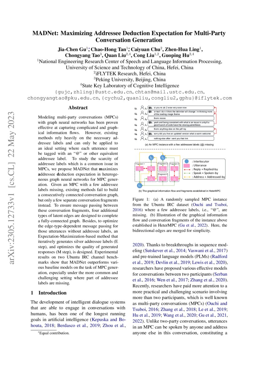 MADNet: Maximizing Addressee Deduction Expectation for Multi-Party Conversation Generation | DeepAI
