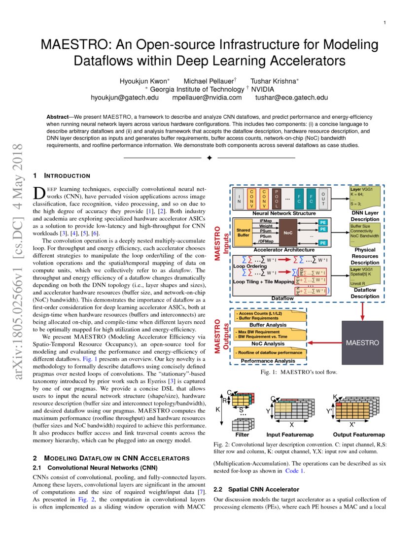 MAESTRO: An Open-source Infrastructure for Modeling Dataflows within Deep Learning Accelerators ...