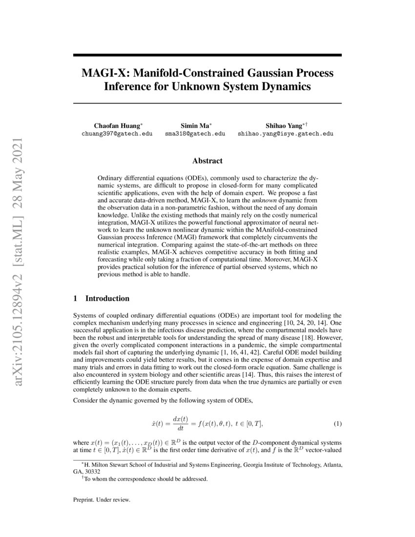 Magi X Manifold Constrained Gaussian Process Inference For Unknown System Dynamics Deepai