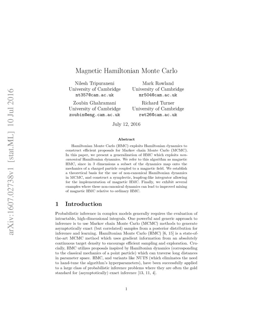 Magnetic Hamiltonian Monte Carlo | DeepAI