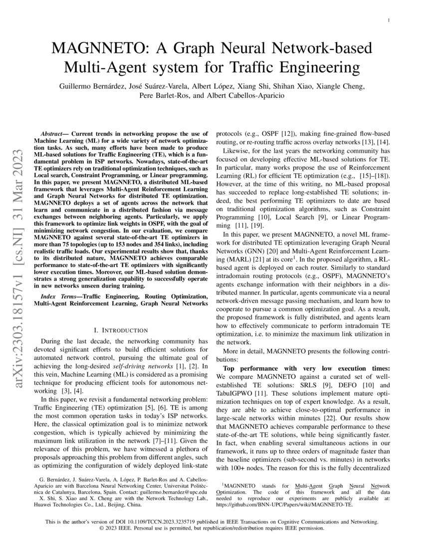 MAGNNETO: A Graph Neural Network-based Multi-Agent system for Traffic ... MAGNNETO: A Graph Neural Network-based Multi-Agent system for Traffic ...