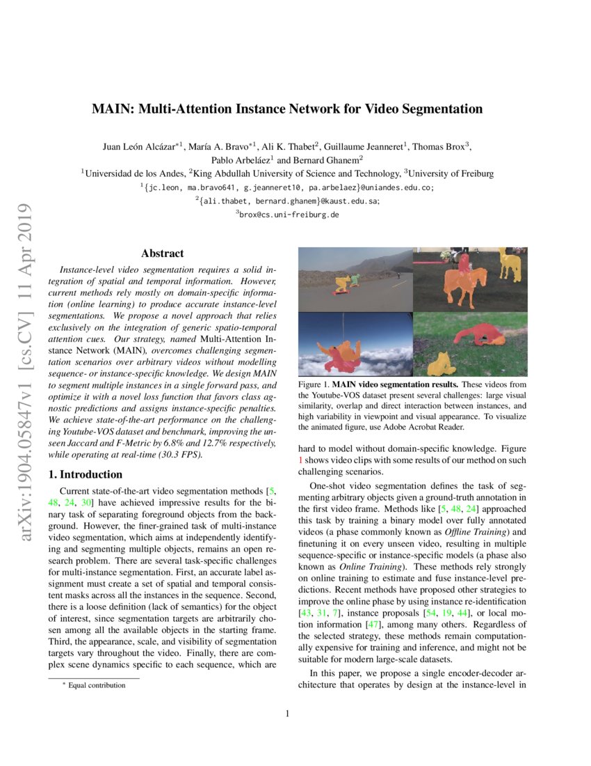 MAIN: Multi-Attention Instance Network for Video Segmentation | DeepAI
