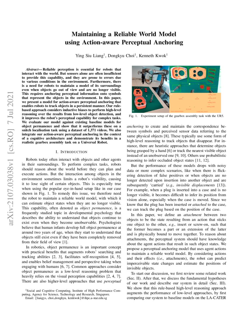 Maintaining a Reliable World Model using Action-aware Perceptual ...