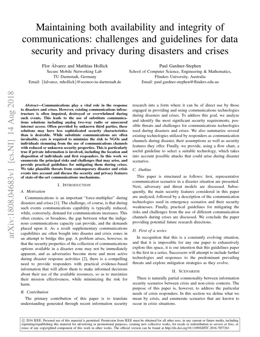 Maintaining both availability and integrity of communications ...