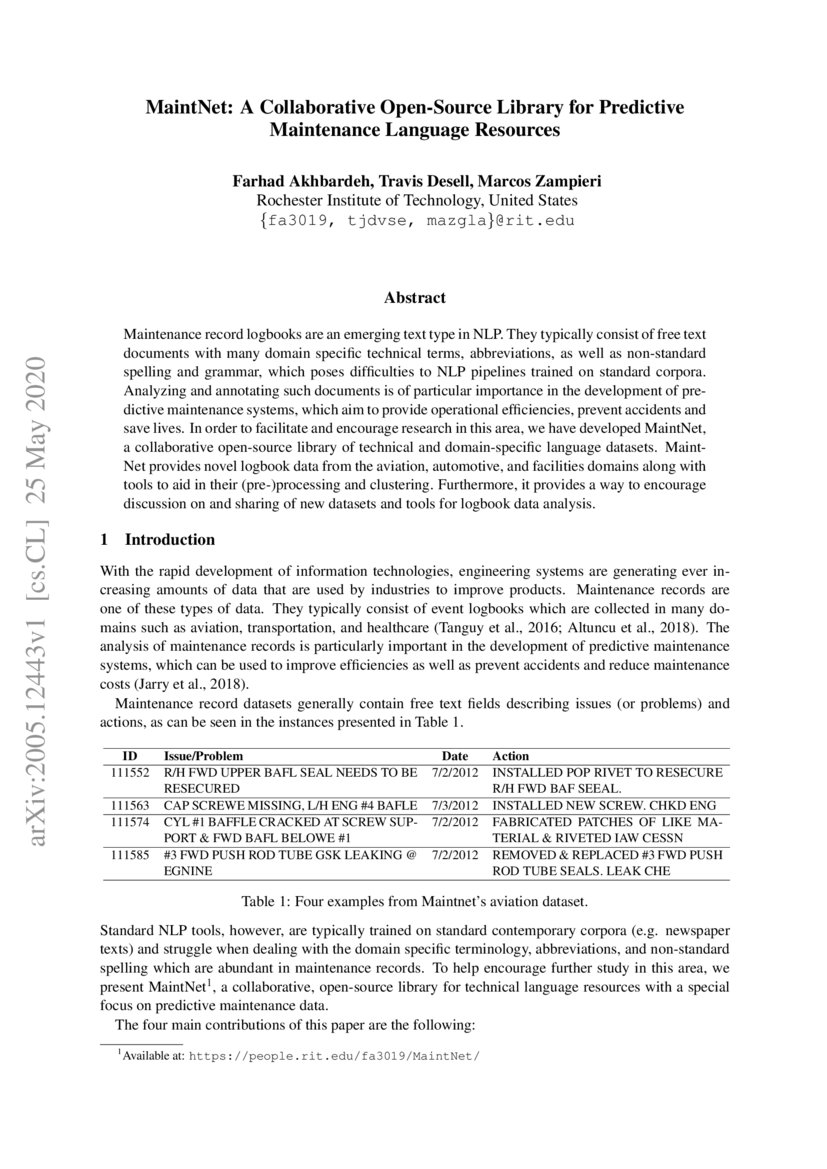 MaintNet: A Collaborative Open-Source Library for Predictive Maintenance Language Resources | DeepAI