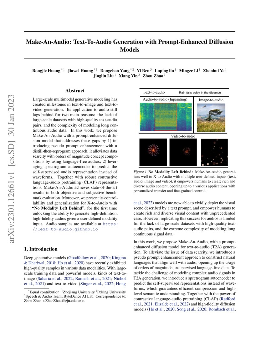 Make-An-Audio: Text-To-Audio Generation with Prompt-Enhanced Diffusion ...