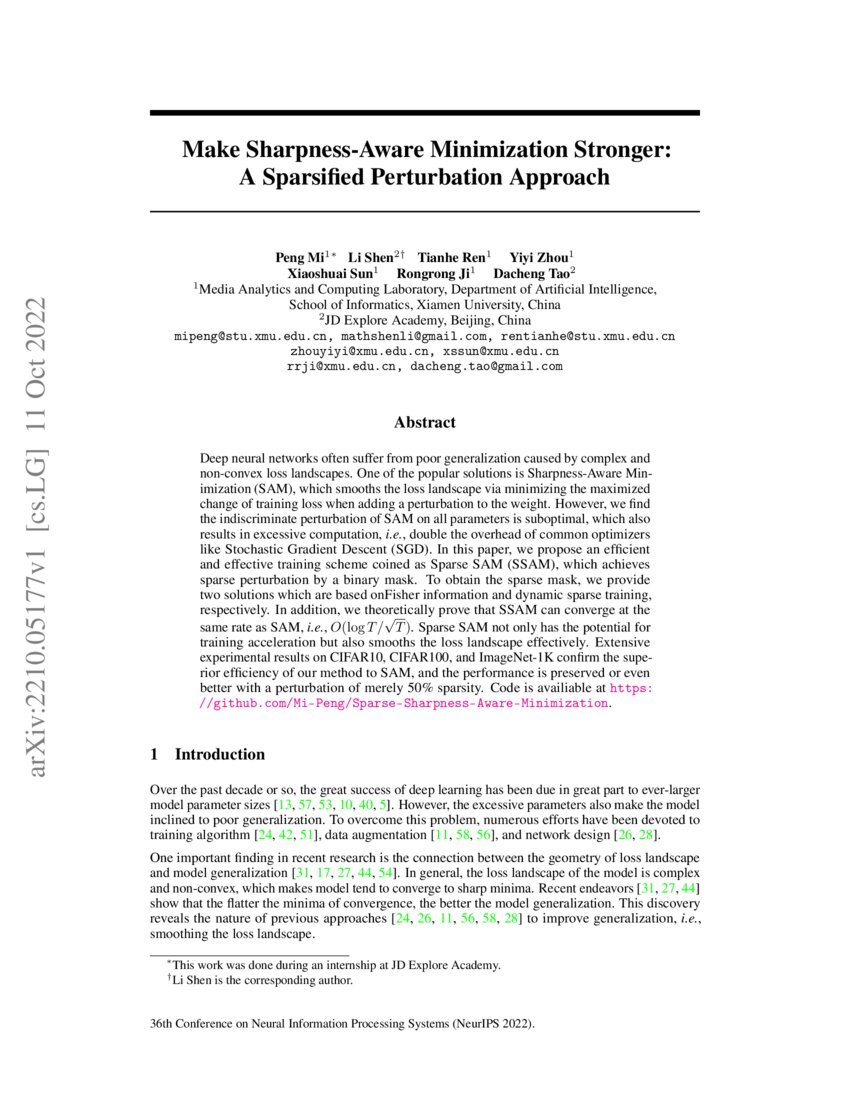 Make Sharpness-Aware Minimization Stronger: A Sparsified Perturbation Approach | DeepAI
