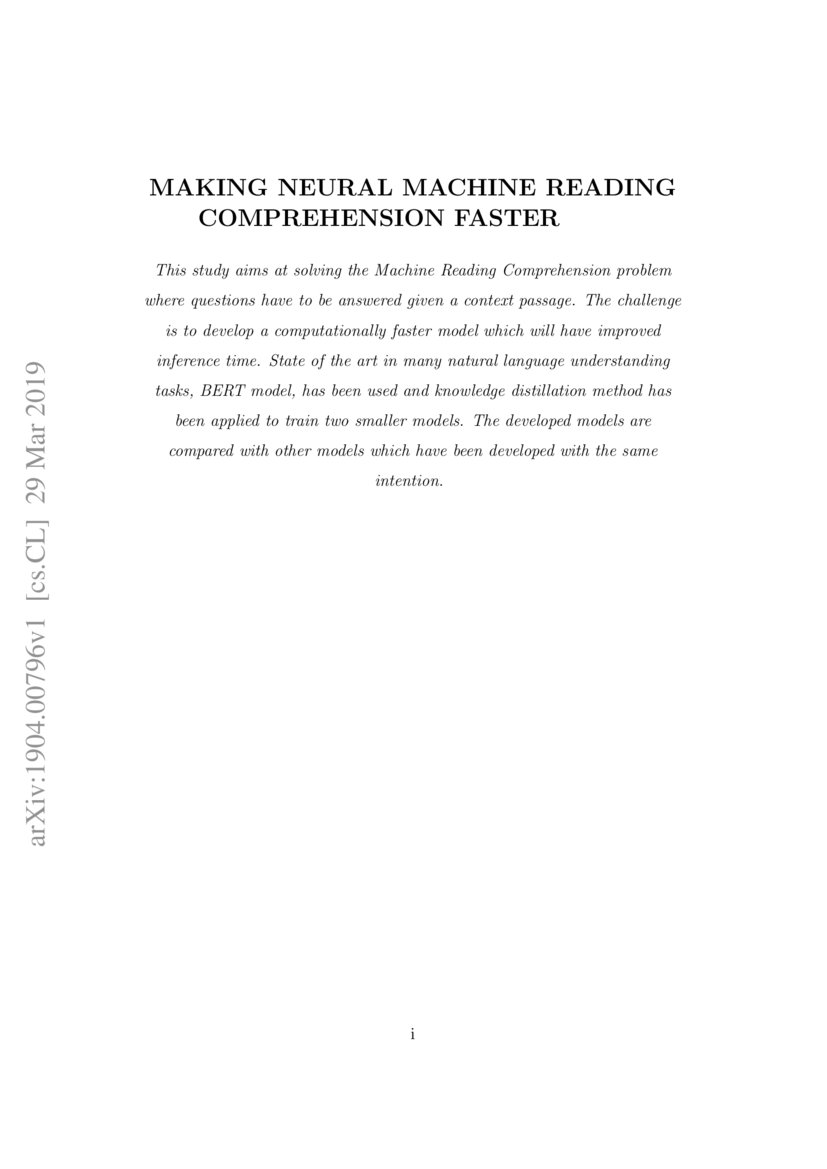 Making Neural Machine Reading Comprehension Faster | DeepAI