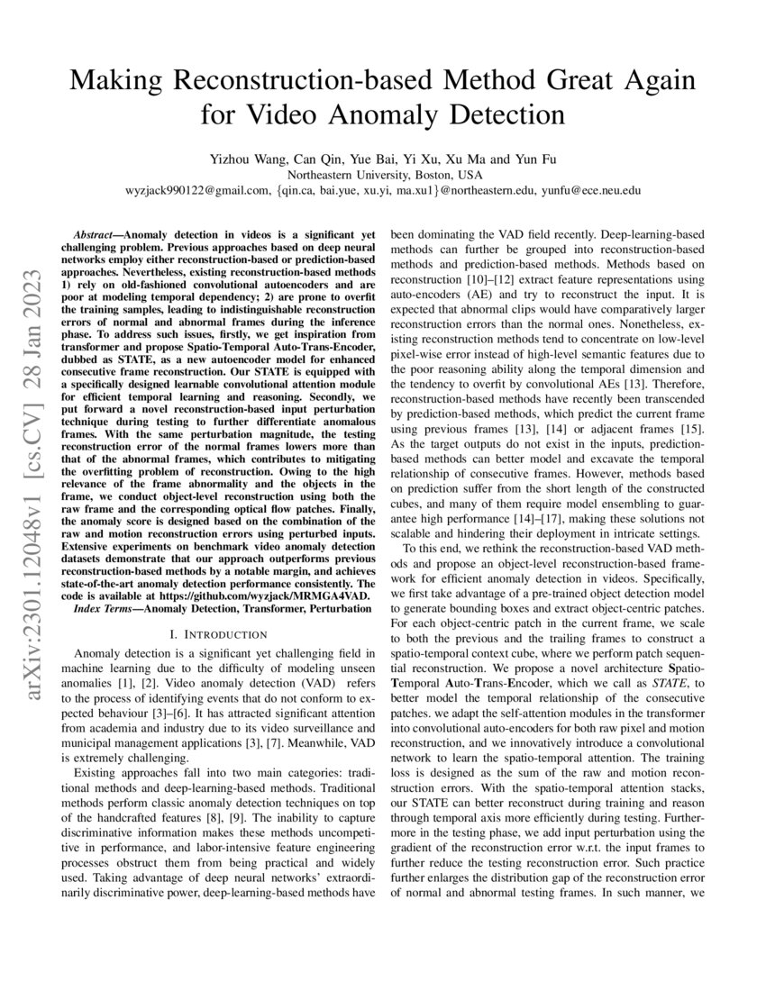 Making Reconstruction Based Method Great Again For Video Anomaly Detection Deepai