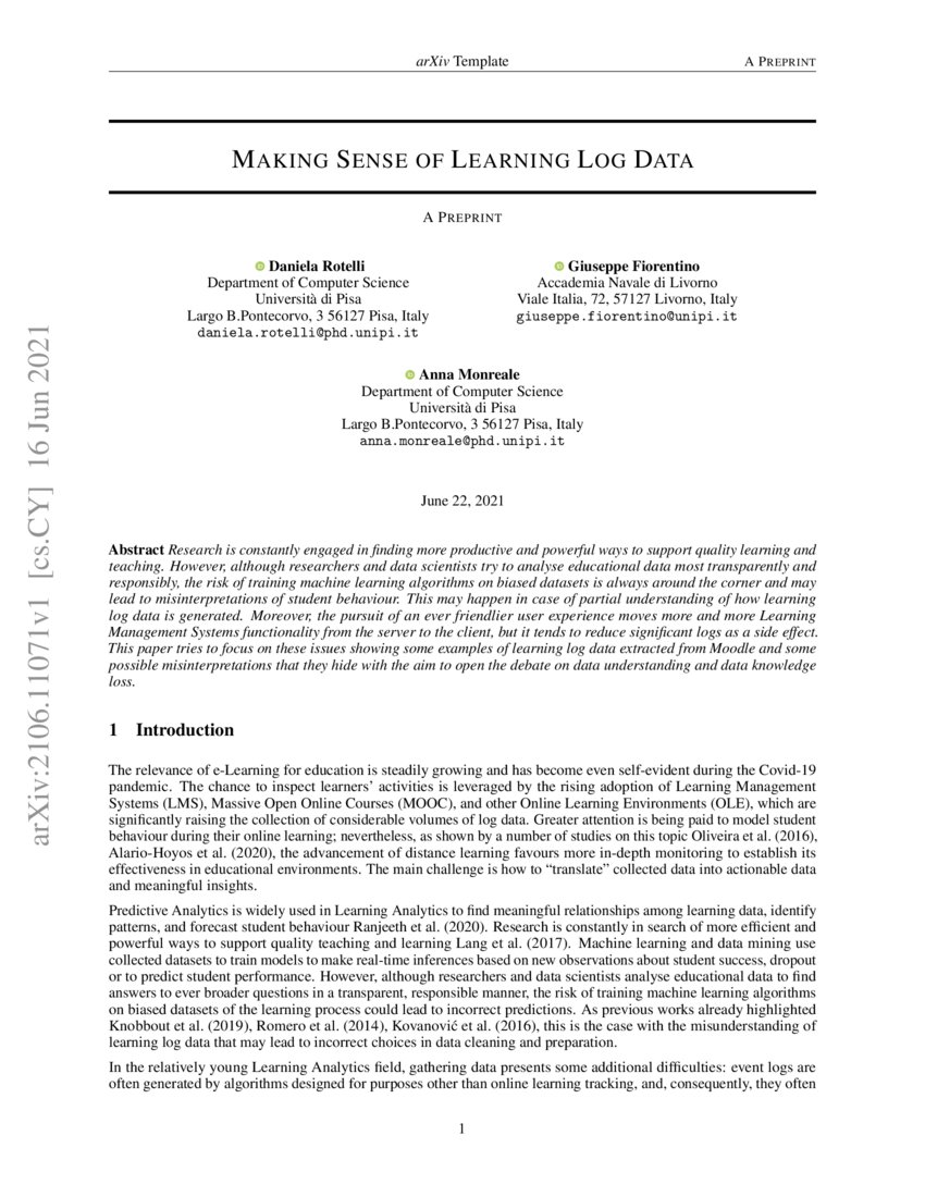 Making Sense Of Learning Log Data DeepAI