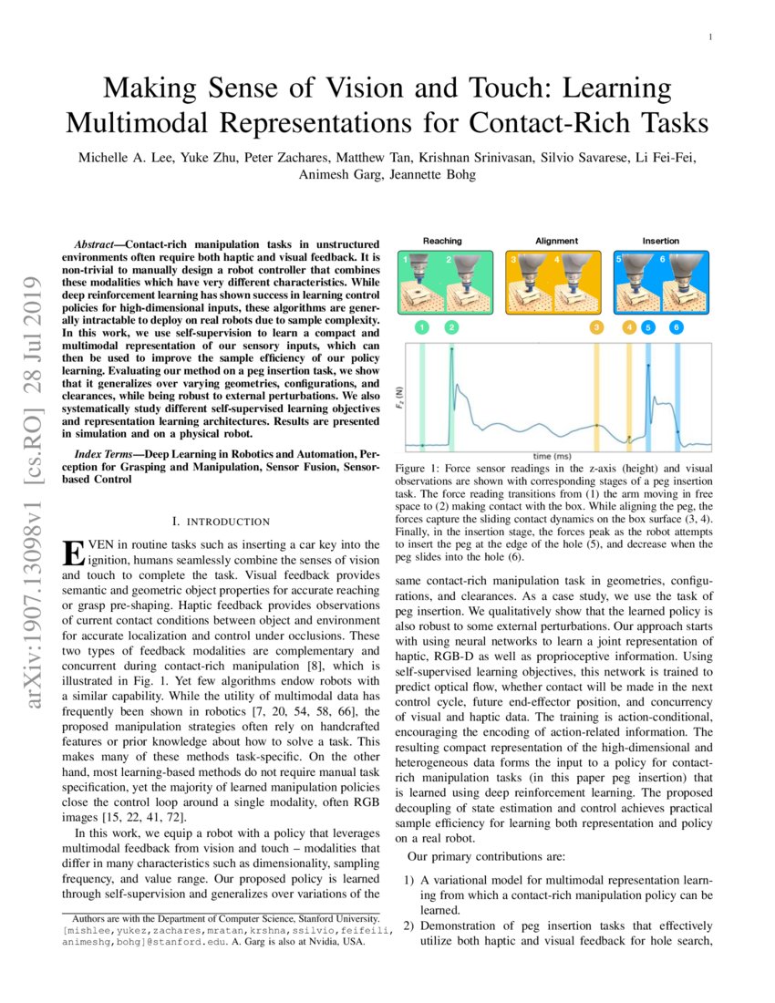 Making Sense of Vision and Touch: Learning Multimodal Representations ...