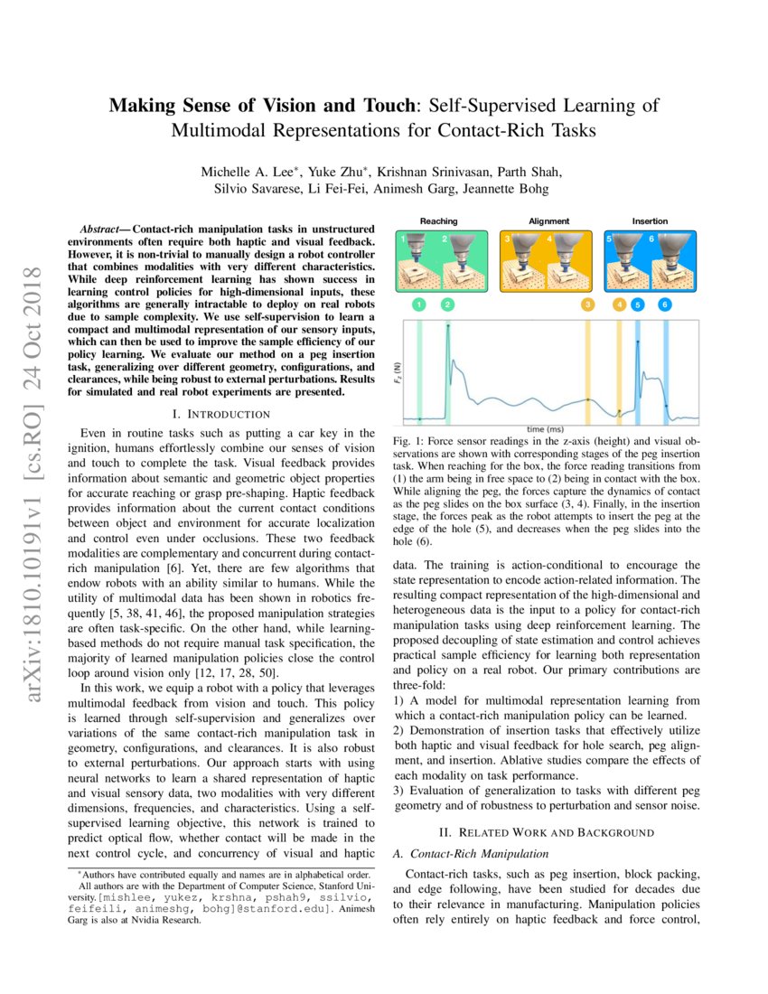 Making Sense of Vision and Touch: Self-Supervised Learning of Multimodal Representations for ...