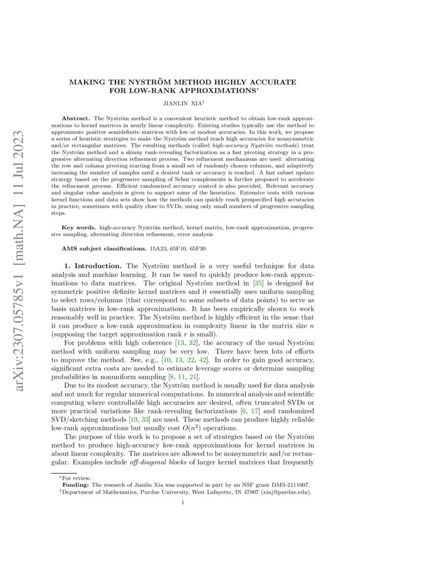 Making The Nyström Method Highly Accurate For Low Rank Approximations
