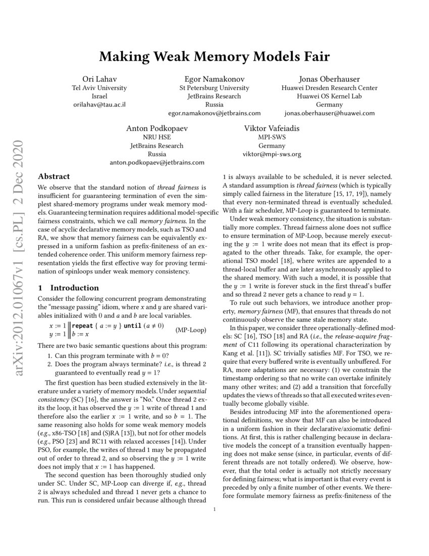 Making Weak Memory Models Fair Deepai 