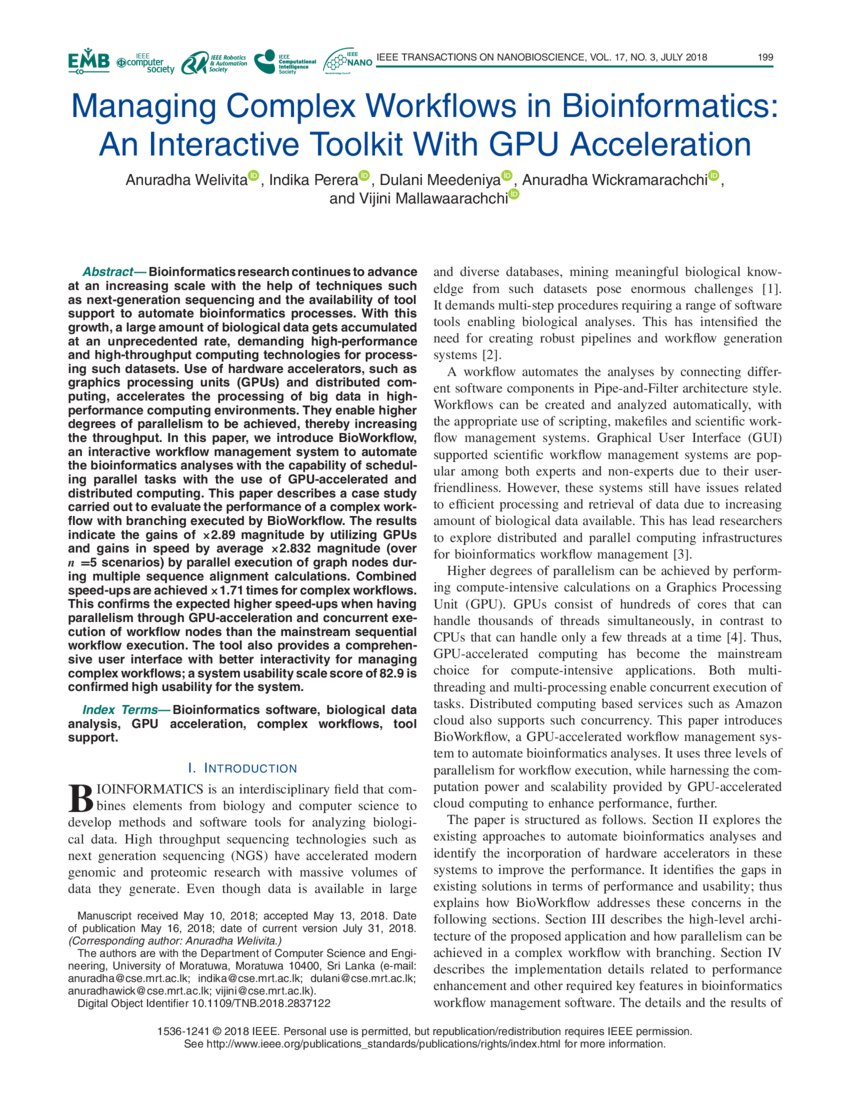 Managing Complex Workflows In Bioinformatics An Interactive Toolkit With Gpu Acceleration Deepai