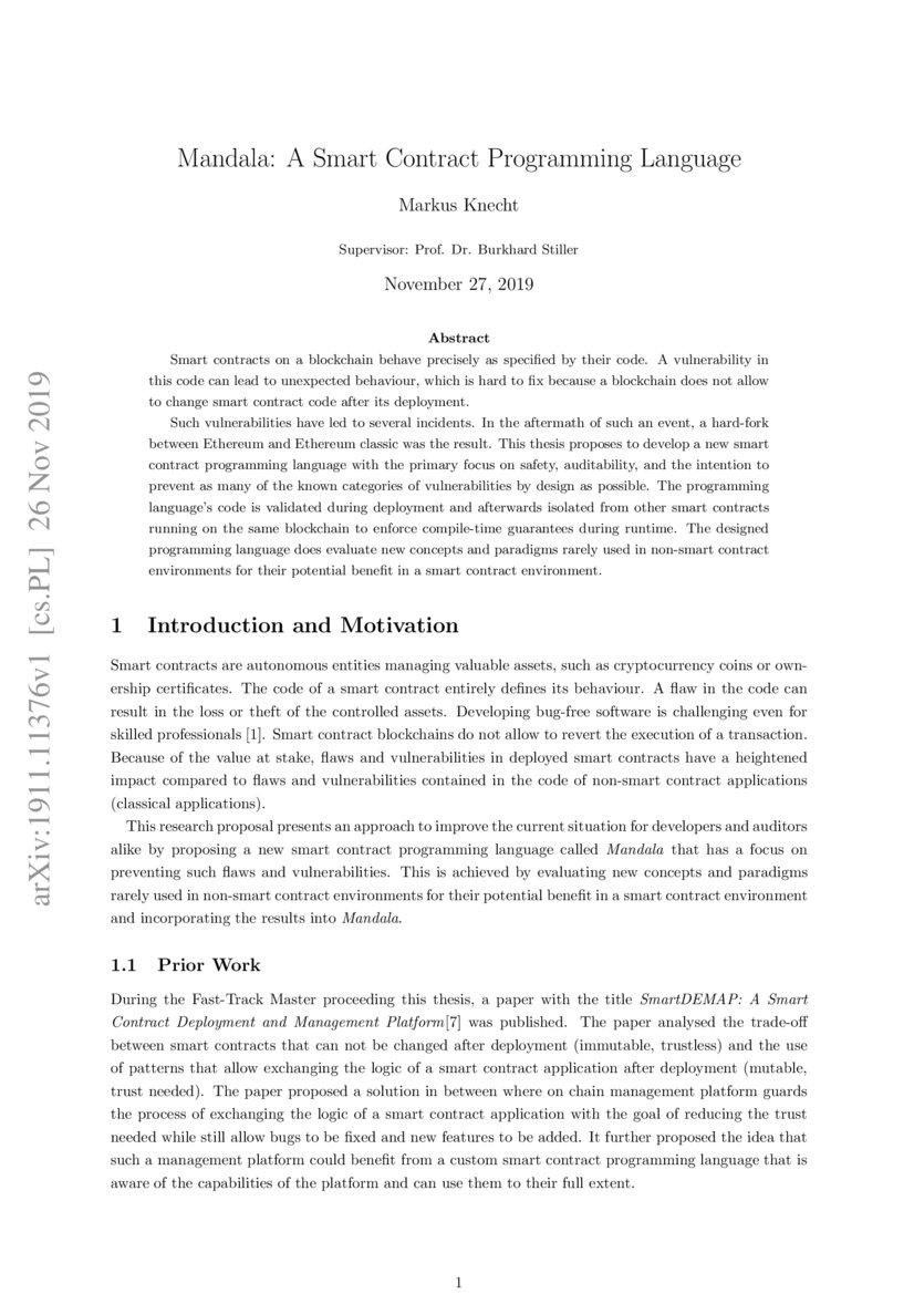 Mandala: A Smart Contract Programming Language | DeepAI