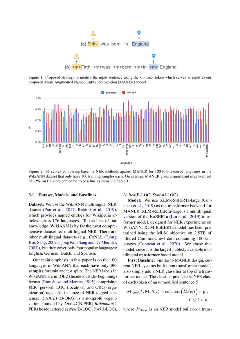 MANER: Mask Augmented Named Entity Recognition for Extreme Low-Resource Languages | DeepAI