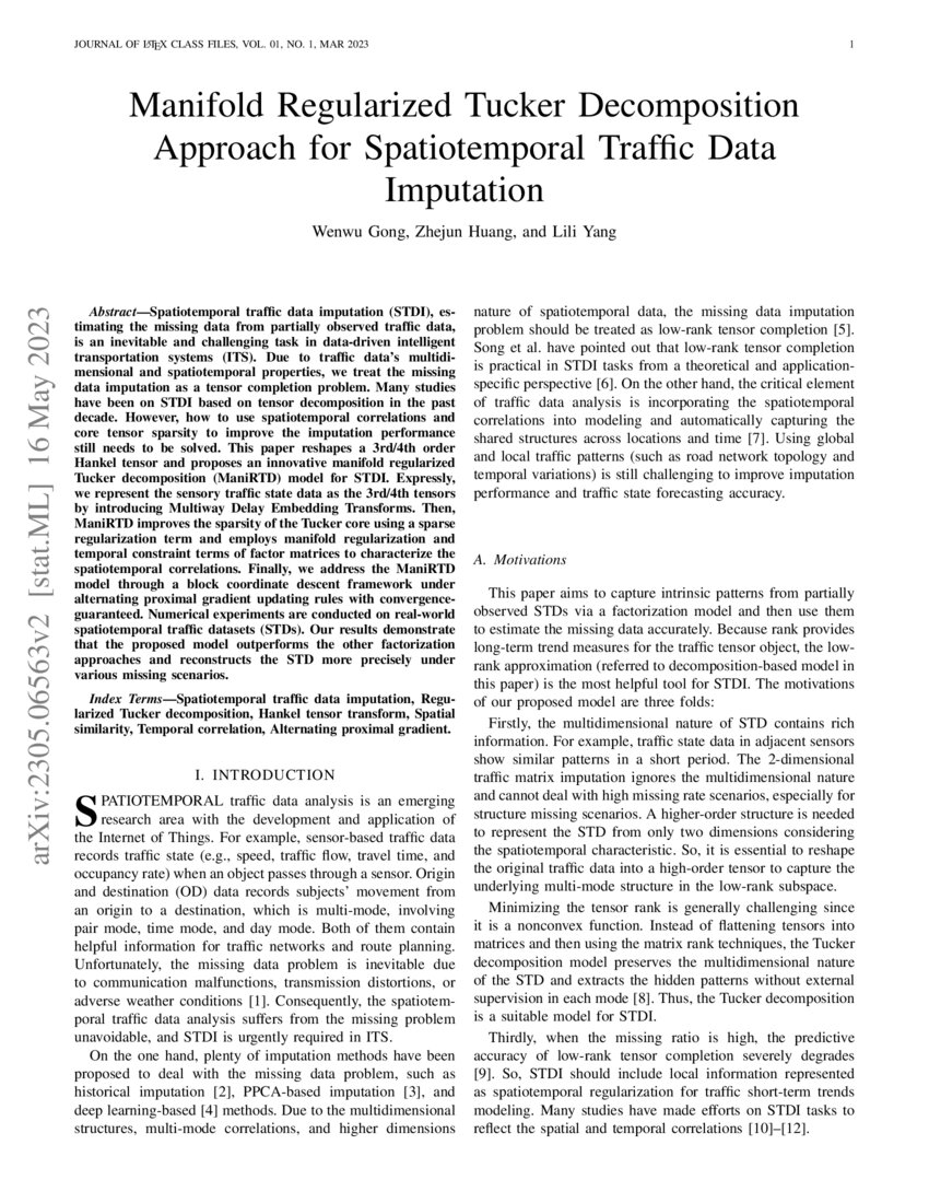 Manifold Regularized Tucker Decomposition Approach for Spatiotemporal ... Manifold Regularized Tucker Decomposition Approach for Spatiotemporal ...