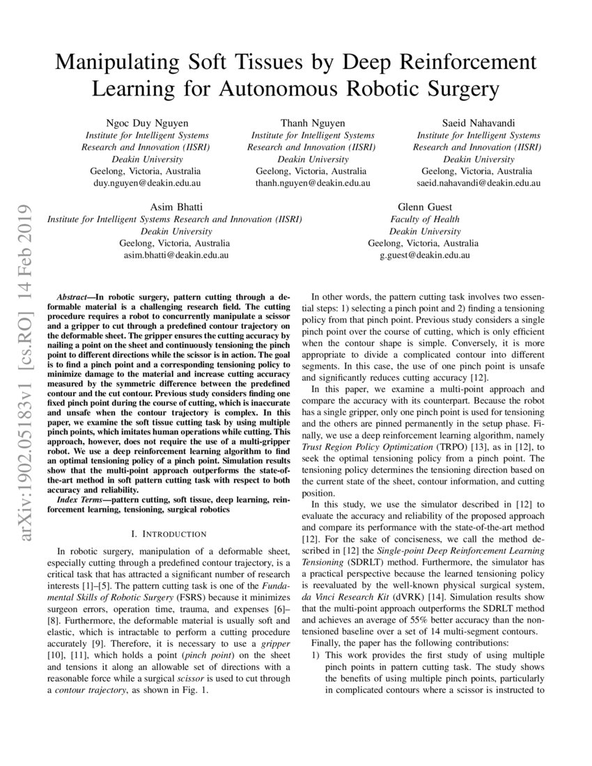 Manipulating Soft Tissues by Deep Reinforcement Learning for Autonomous ...