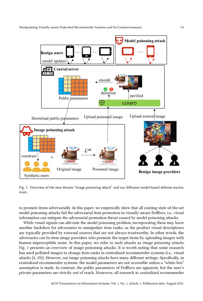 Manipulating Visually-aware Federated Recommender Systems and Its Countermeasures | DeepAI