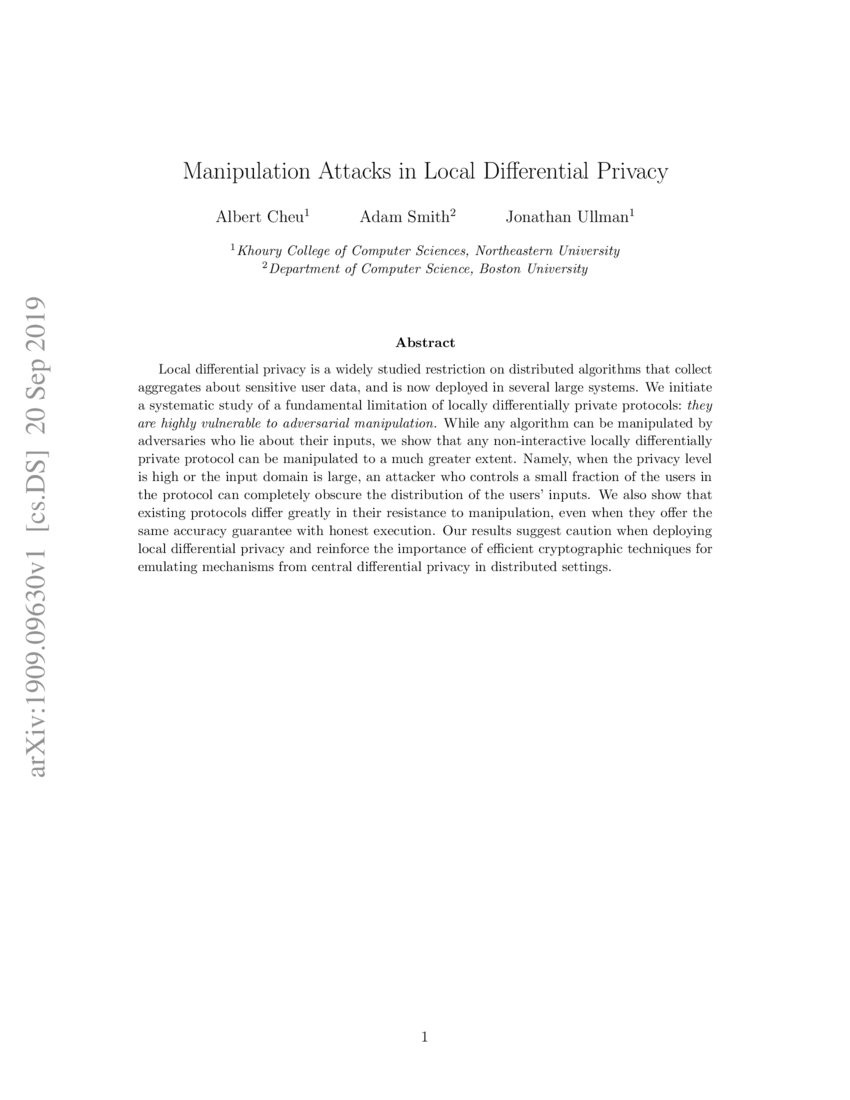 Manipulation Attacks in Local Differential Privacy | DeepAI