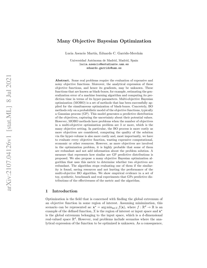 Many Objective Bayesian Optimization | DeepAI