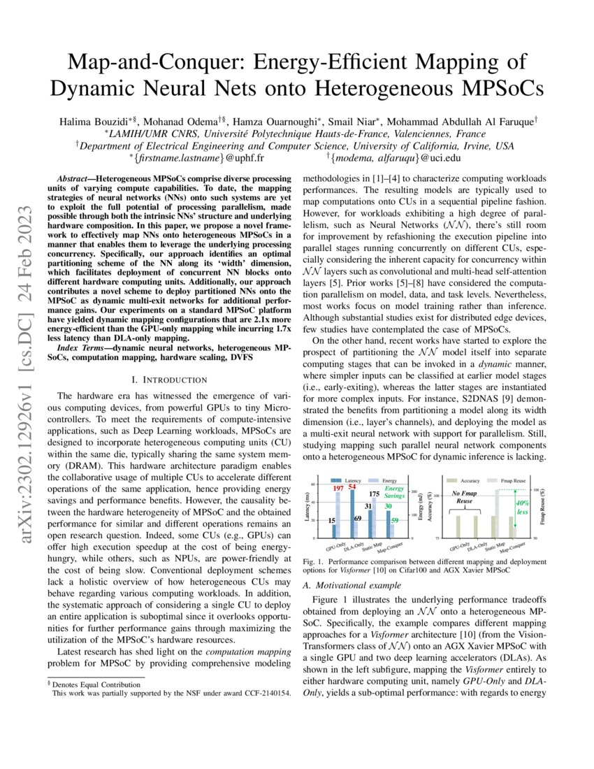 Map And Conquer Energy Efficient Mapping Of Dynamic Neural Nets Onto Heterogeneous Mpsocs Deepai