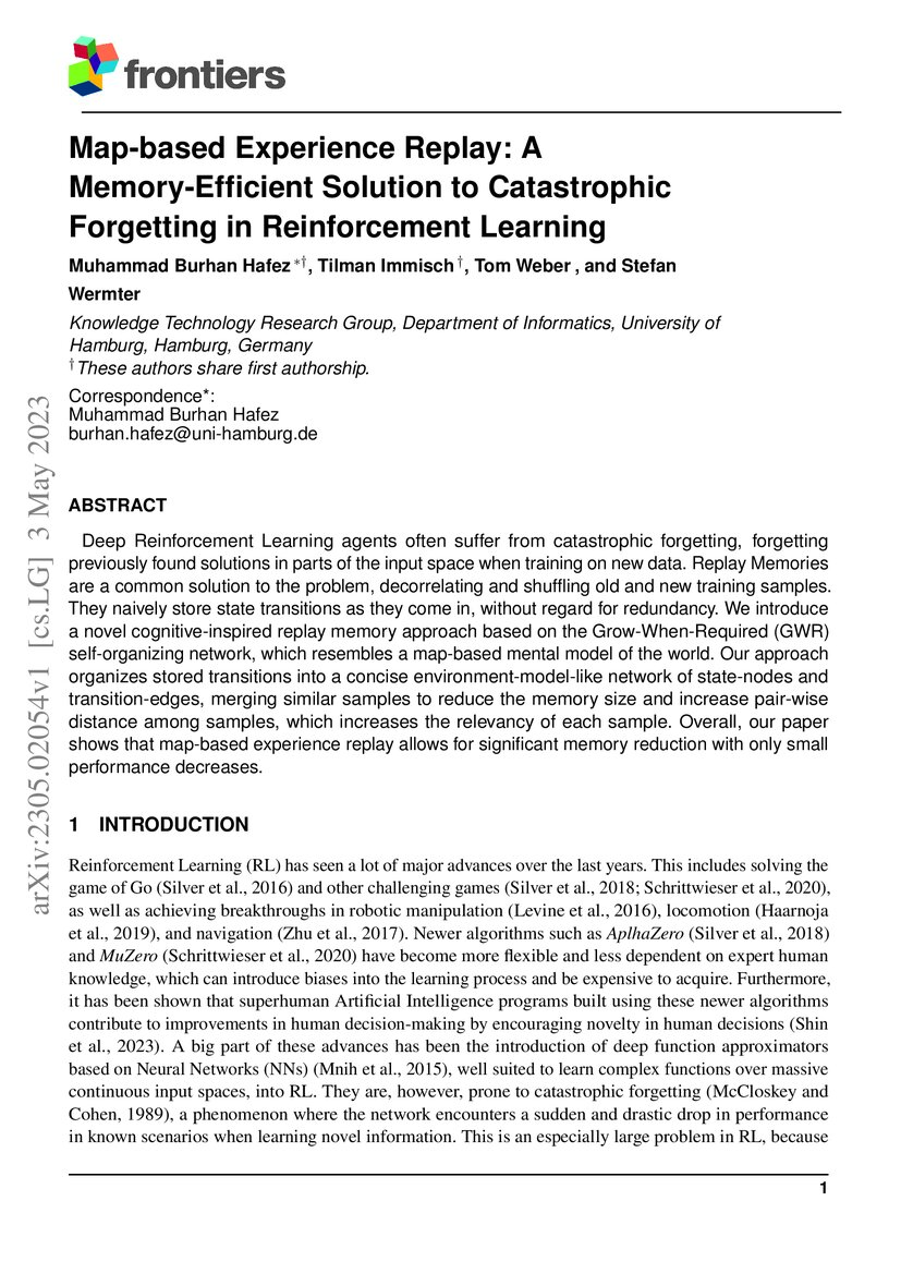 Map Based Experience Replay A Memory Efficient Solution To Catastrophic Forgetting In