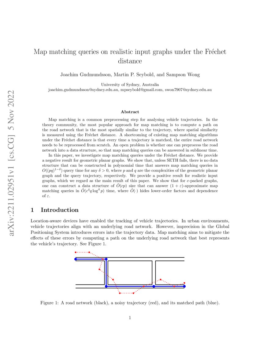 Map matching queries on realistic input graphs under the Fréchet distance | DeepAI