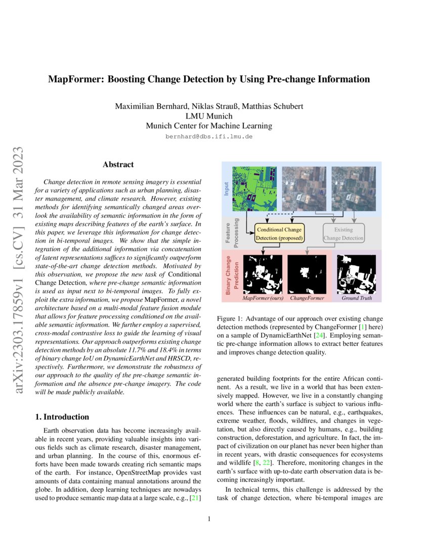 MapFormer: Boosting Change Detection by Using Pre-change Information | DeepAI