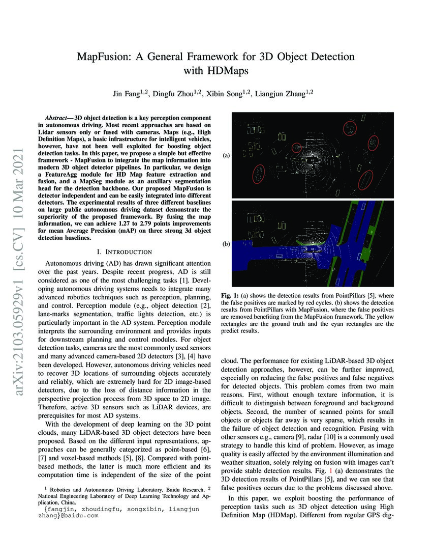 MapFusion: A General Framework for 3D Object Detection with HDMaps | DeepAI