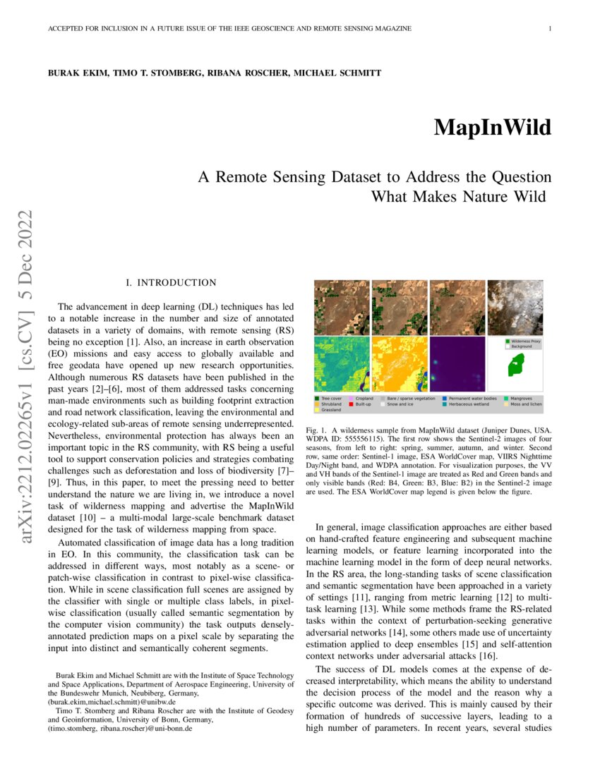 MapInWild: A Remote Sensing Dataset to Address the Question What Makes Nature Wild | DeepAI