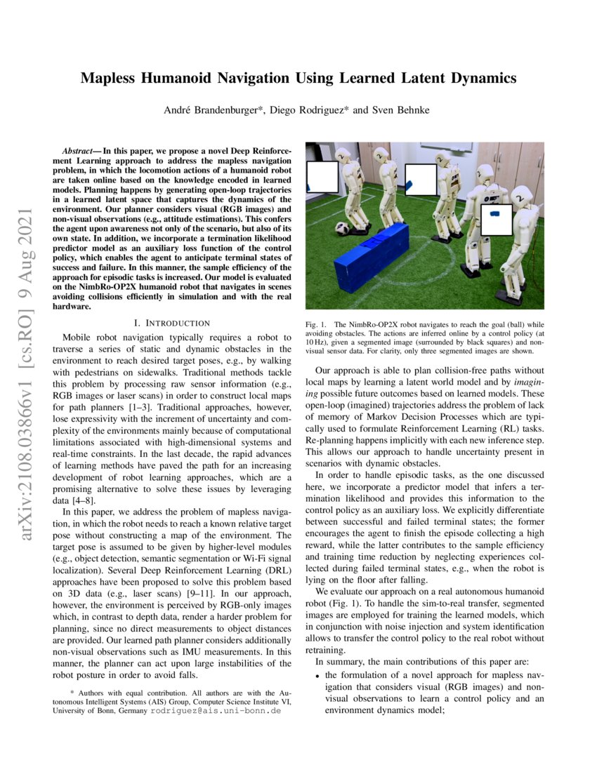 Mapless Humanoid Navigation Using Learned Latent Dynamics | DeepAI Mapless Humanoid Navigation Using Learned Latent Dynamics | DeepAI